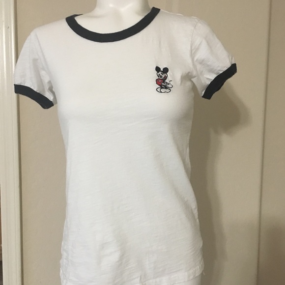 Disney | Tops | Rare Disney Japan Mickey Embroidered Ringer Tee | Poshmark